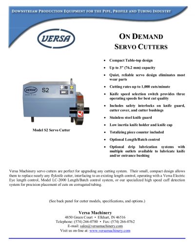 Servo Cutters | Versa Machinery